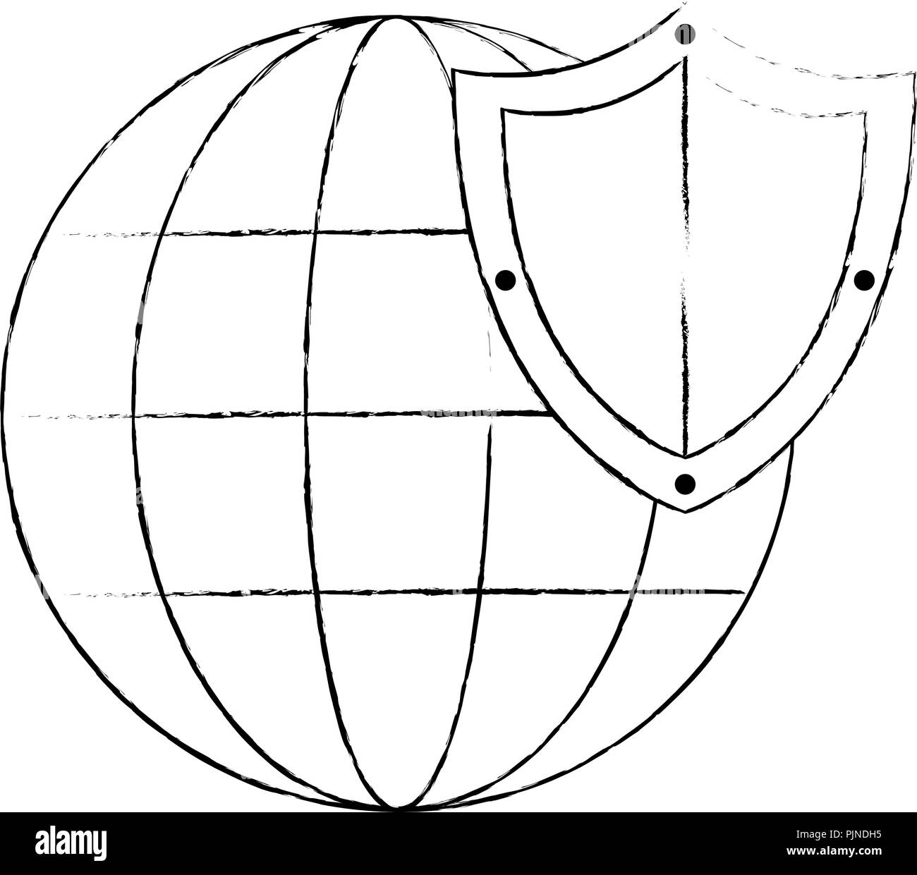 sphere planet with shield Stock Vector Image & Art - Alamy