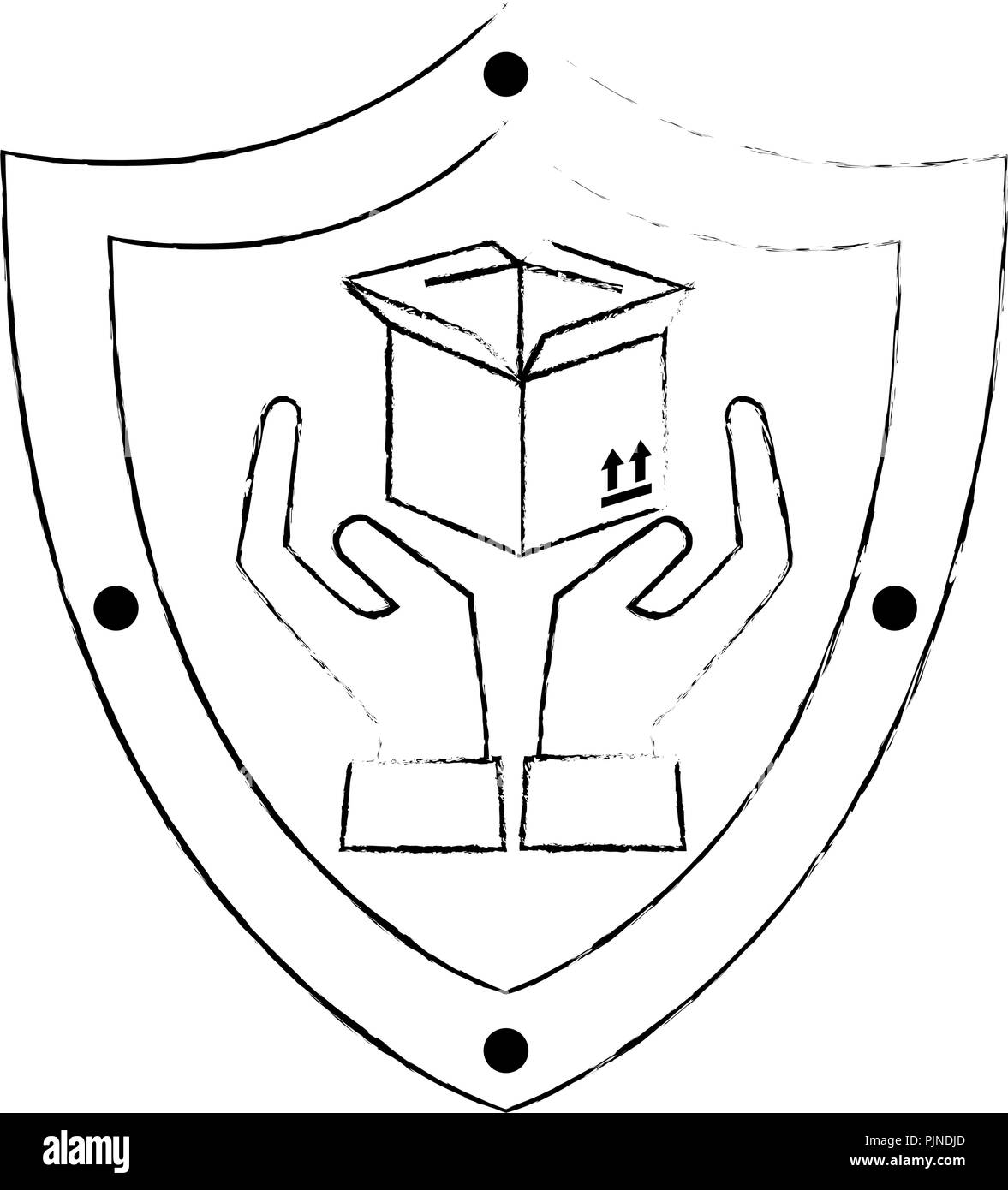 shield with box carton and hands protection Stock Vector Image & Art ...