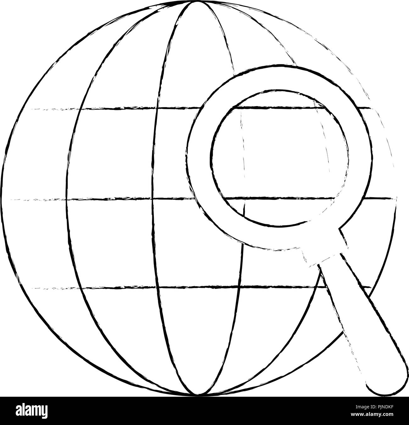 sphere planet with magnifying glass Stock Vector Image & Art - Alamy
