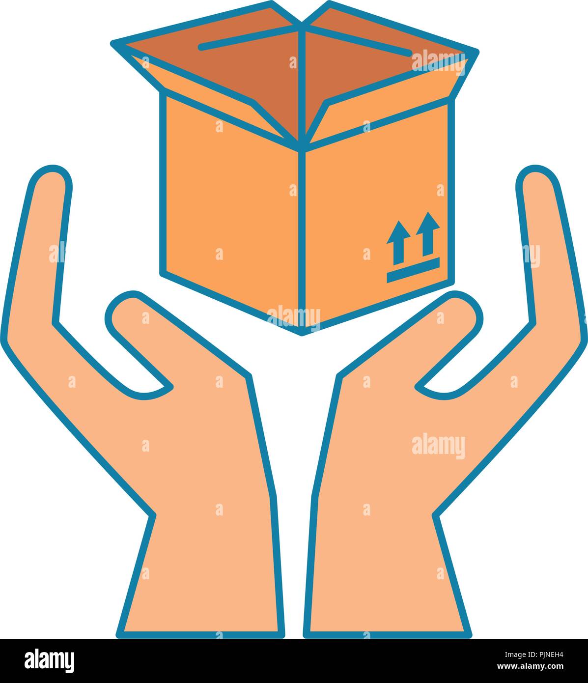 packing box carton with hands protection Stock Vector Image & Art - Alamy