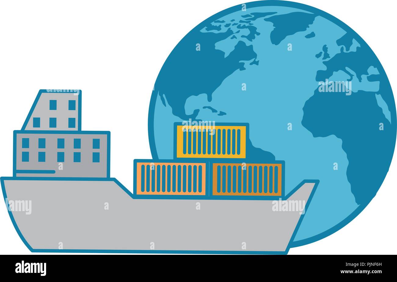 world planet earth with cargo ship Stock Vector Image & Art - Alamy