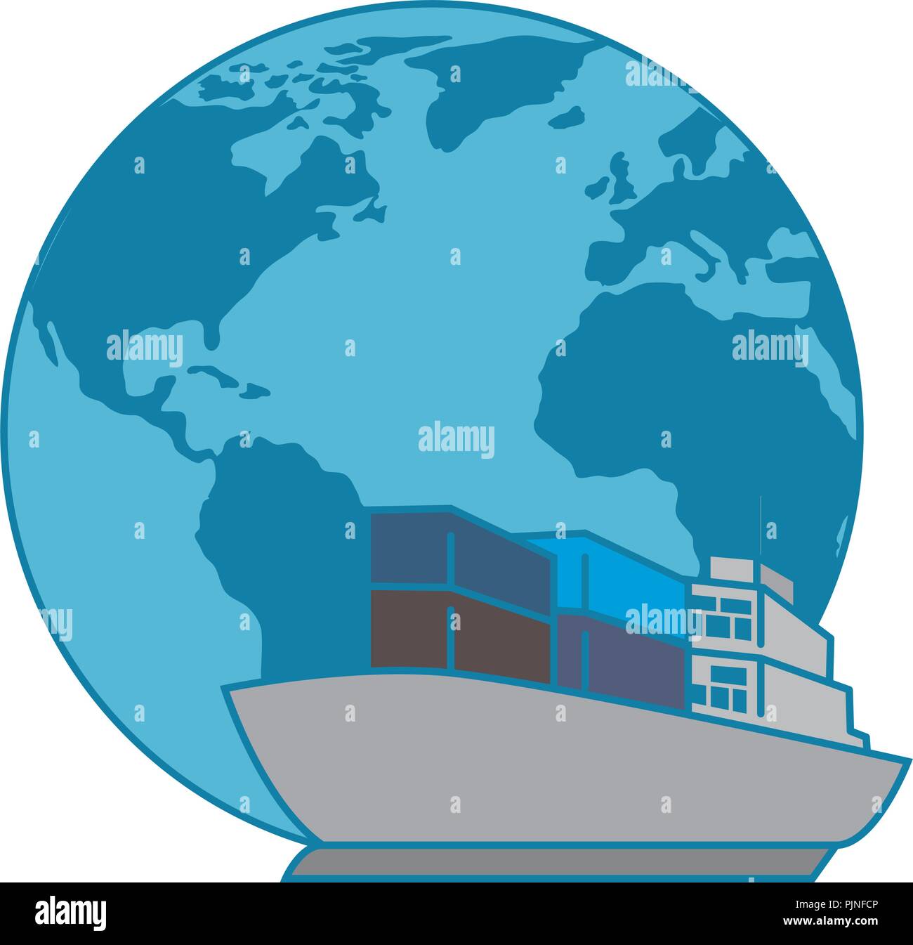 world planet earth with cargo ship Stock Vector Image & Art - Alamy
