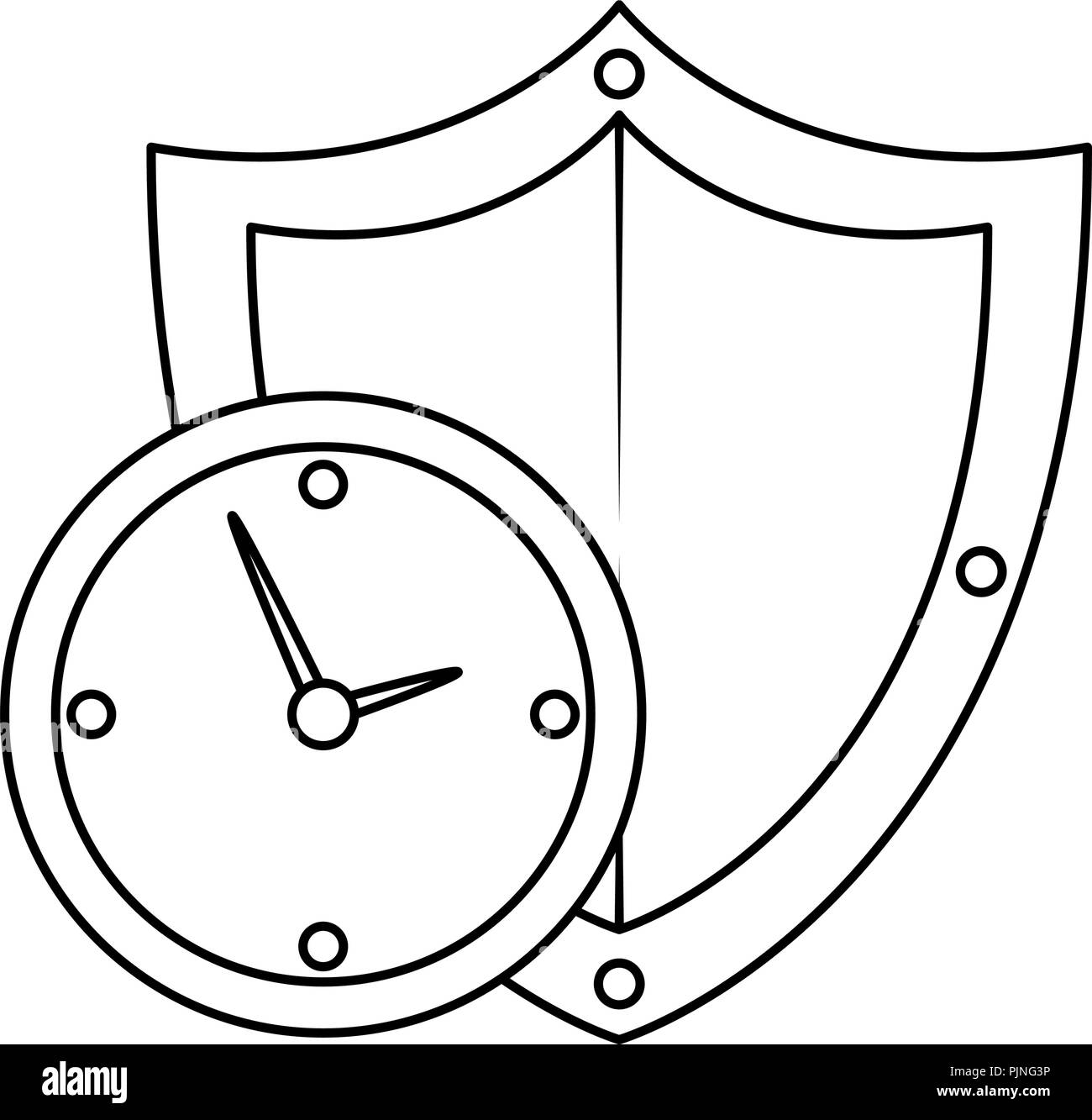 time clock with shield Stock Vector Image & Art - Alamy