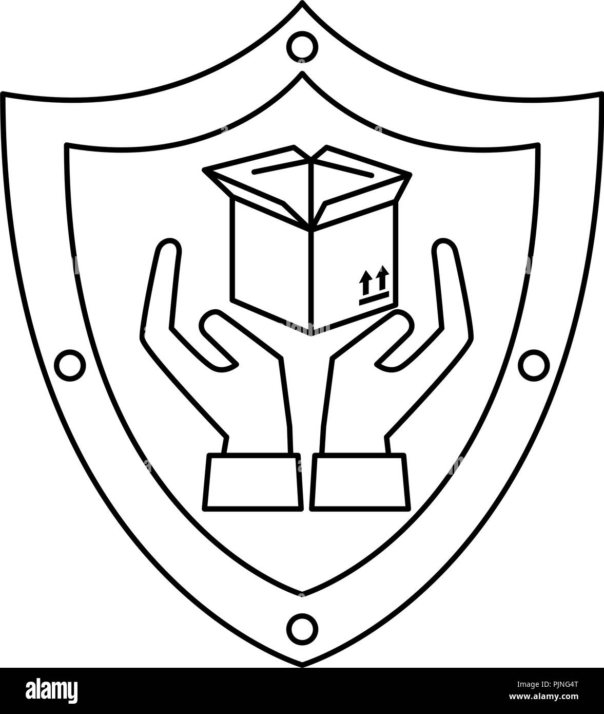 shield with box carton and hands protection Stock Vector Image & Art ...