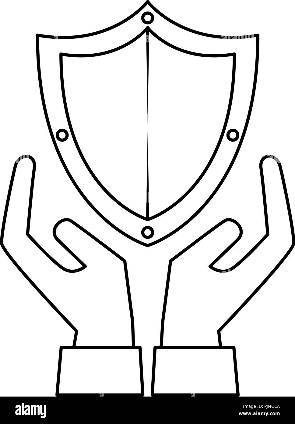 shield guard security with hands Stock Vector Image & Art - Alamy