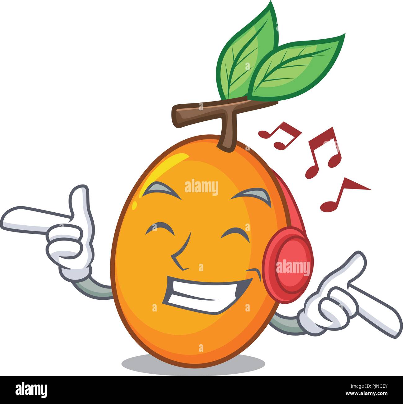 Listening music ripe yellow plums on the tree cartoon Stock Vector ...