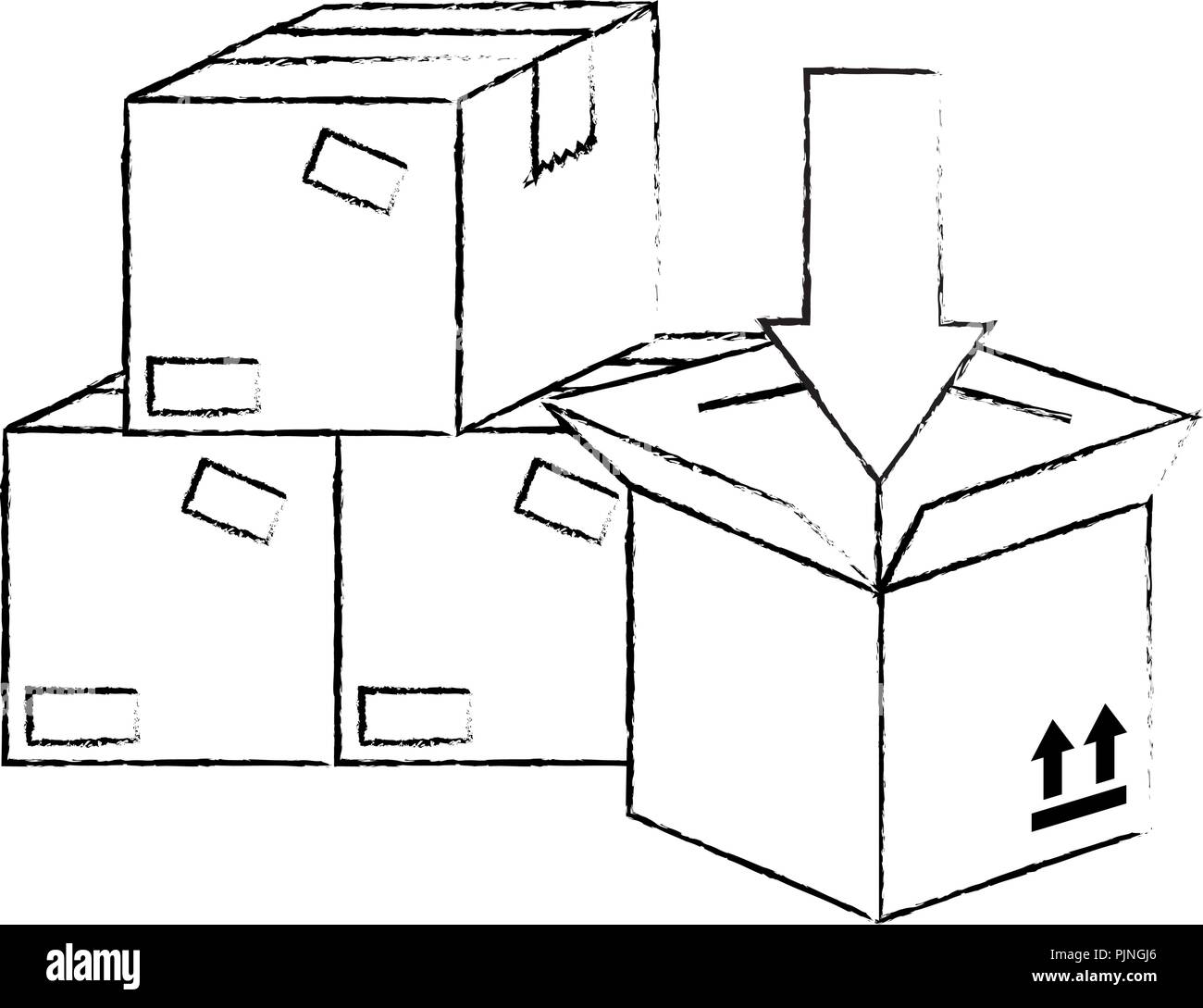 Box with down arrow Black and White Stock Photos & Images - Alamy