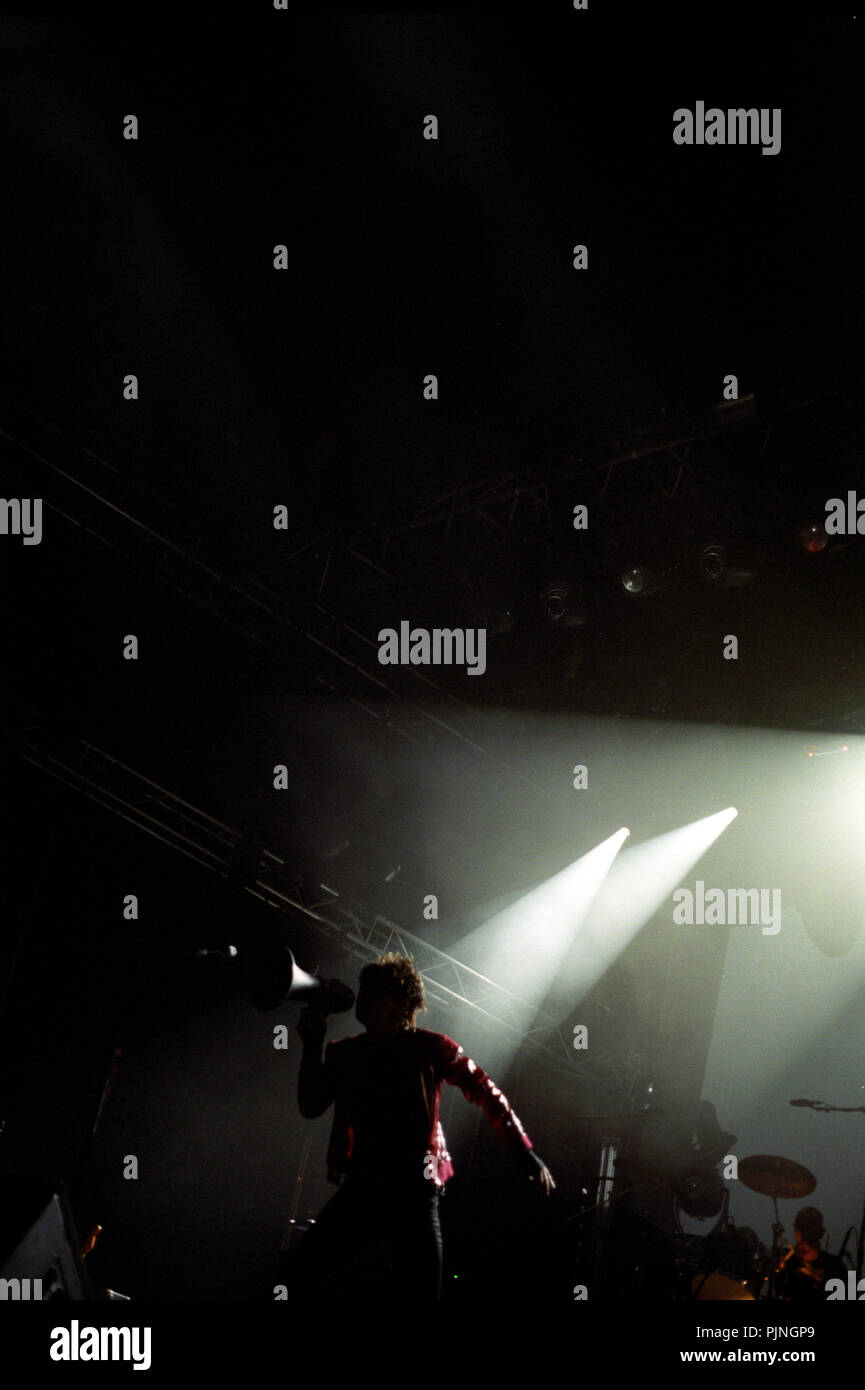 French rock group Indochine performing at their own X-Festival, on top ...