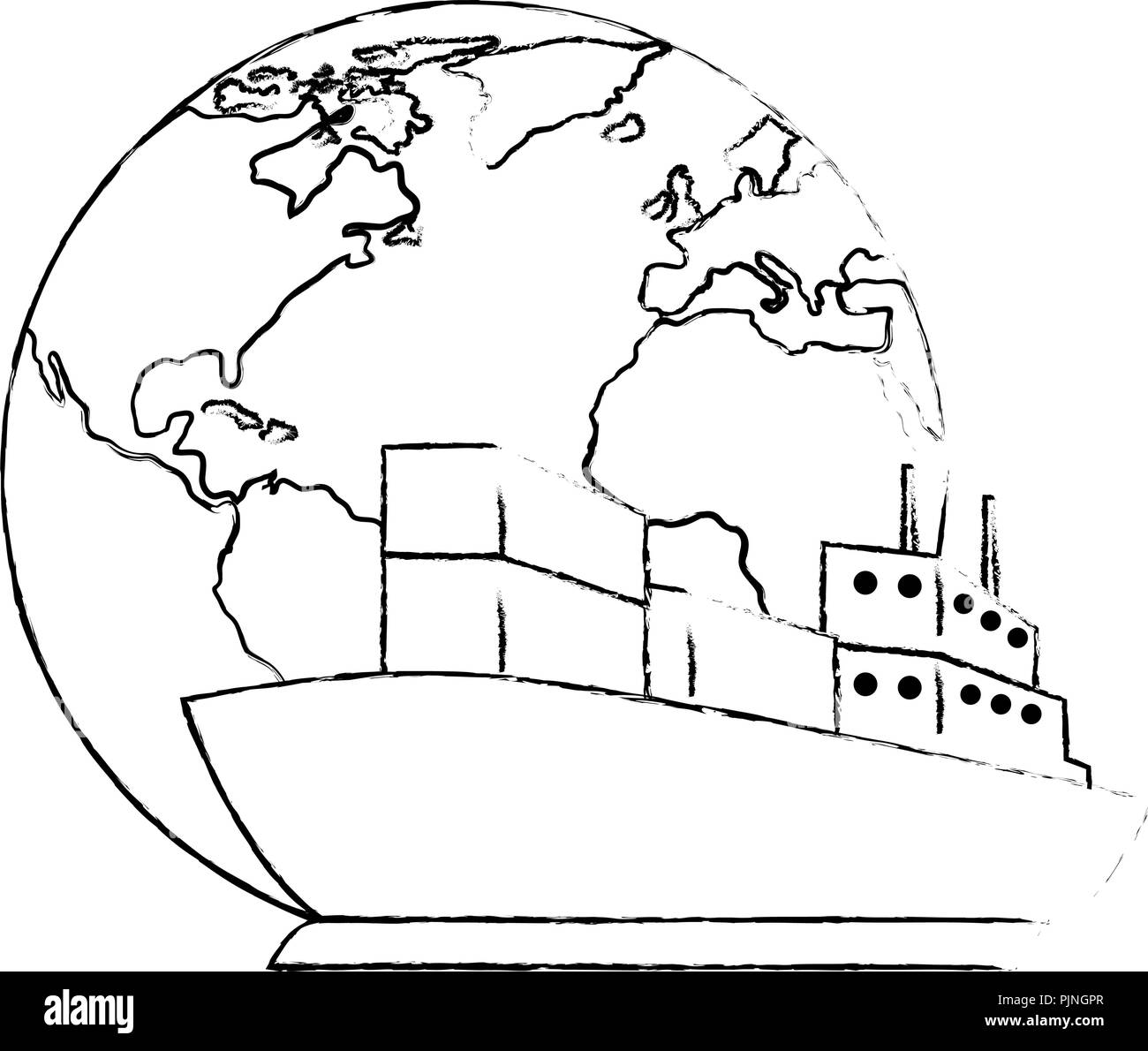 world planet earth with cargo ship Stock Vector Image & Art - Alamy