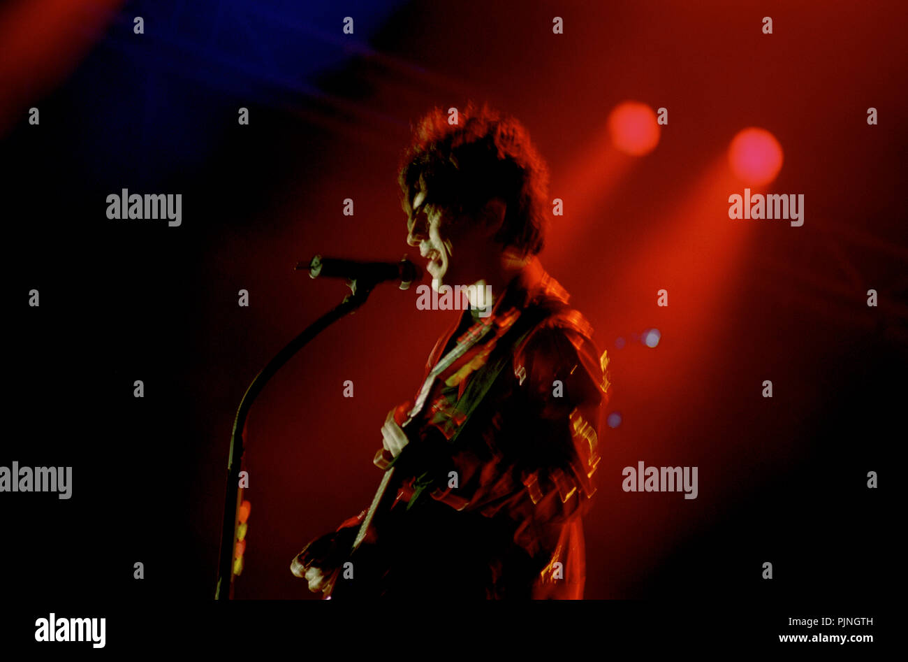 French rock group Indochine performing at their own X-Festival, on top ...