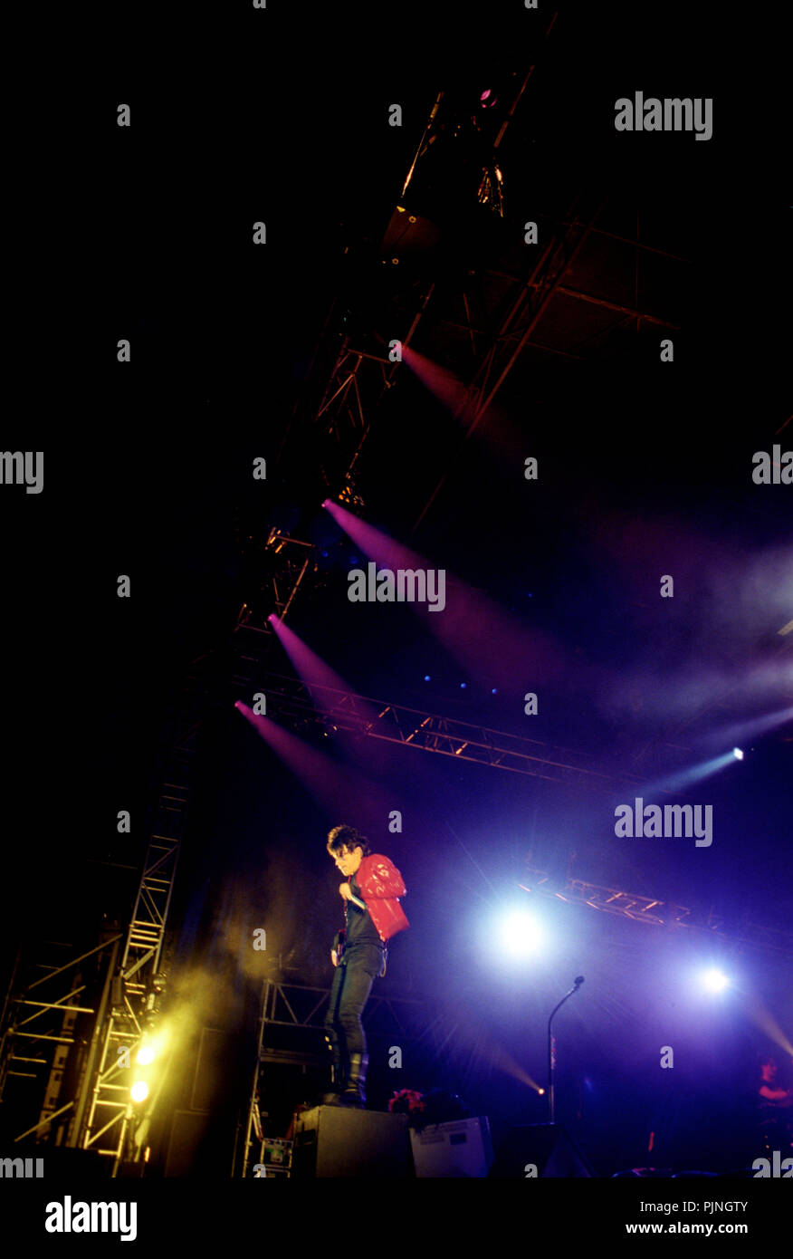 French rock group Indochine performing at their own X-Festival, on top ...