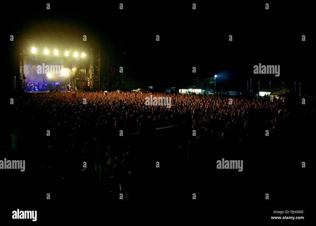 French rock group Indochine performing at their own X-Festival, on top ...