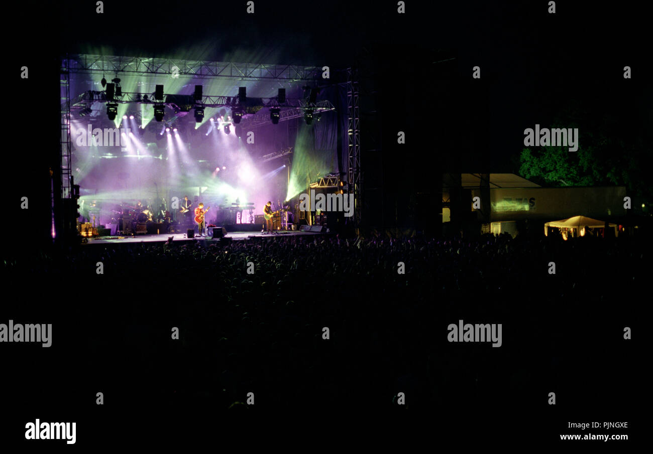 French rock group Indochine performing at their own X-Festival, on top ...