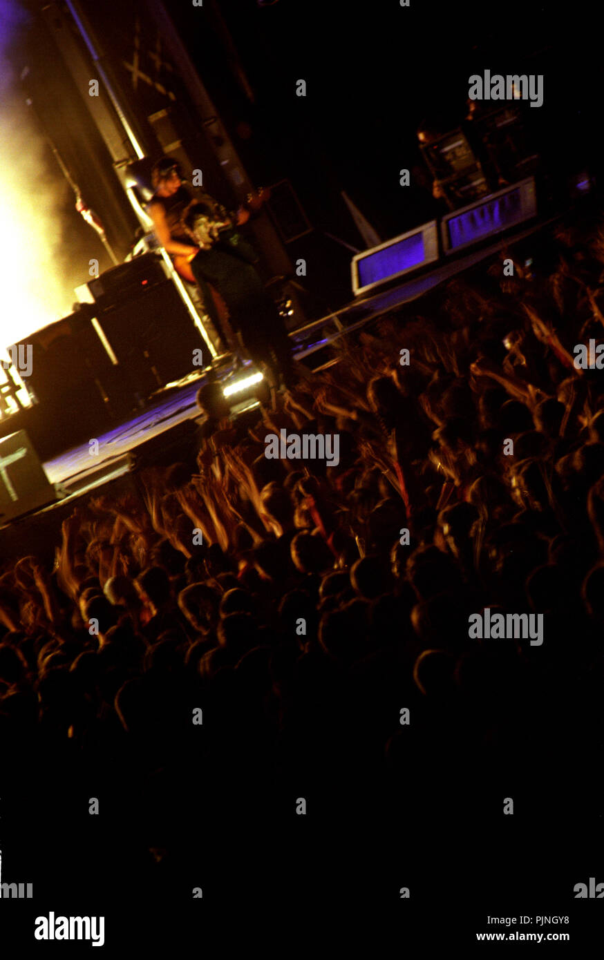 French rock group Indochine performing at their own X-Festival, on top ...
