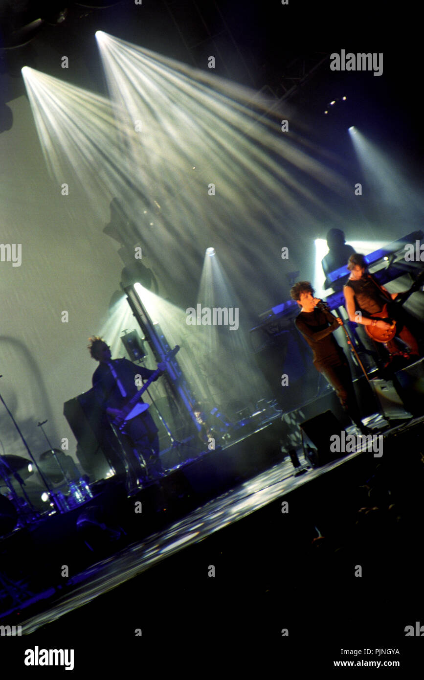 French rock group Indochine performing at their own X-Festival, on top ...