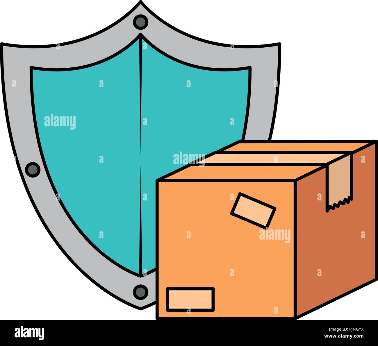 packing box carton with shield Stock Vector Image & Art - Alamy