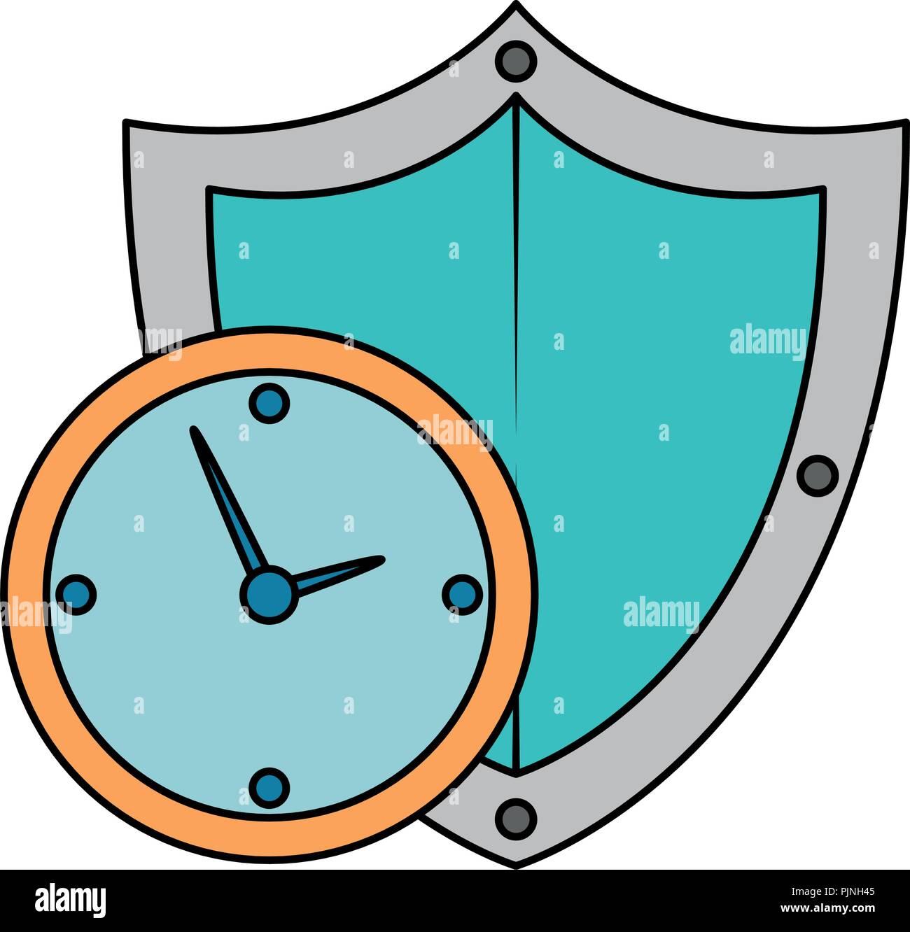 time clock with shield Stock Vector Image & Art - Alamy