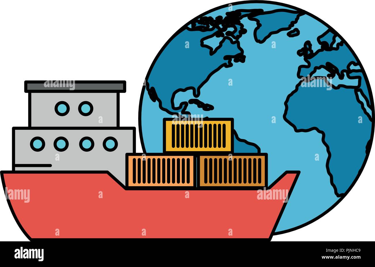 Transport earth globe ship Stock Vector Images - Alamy