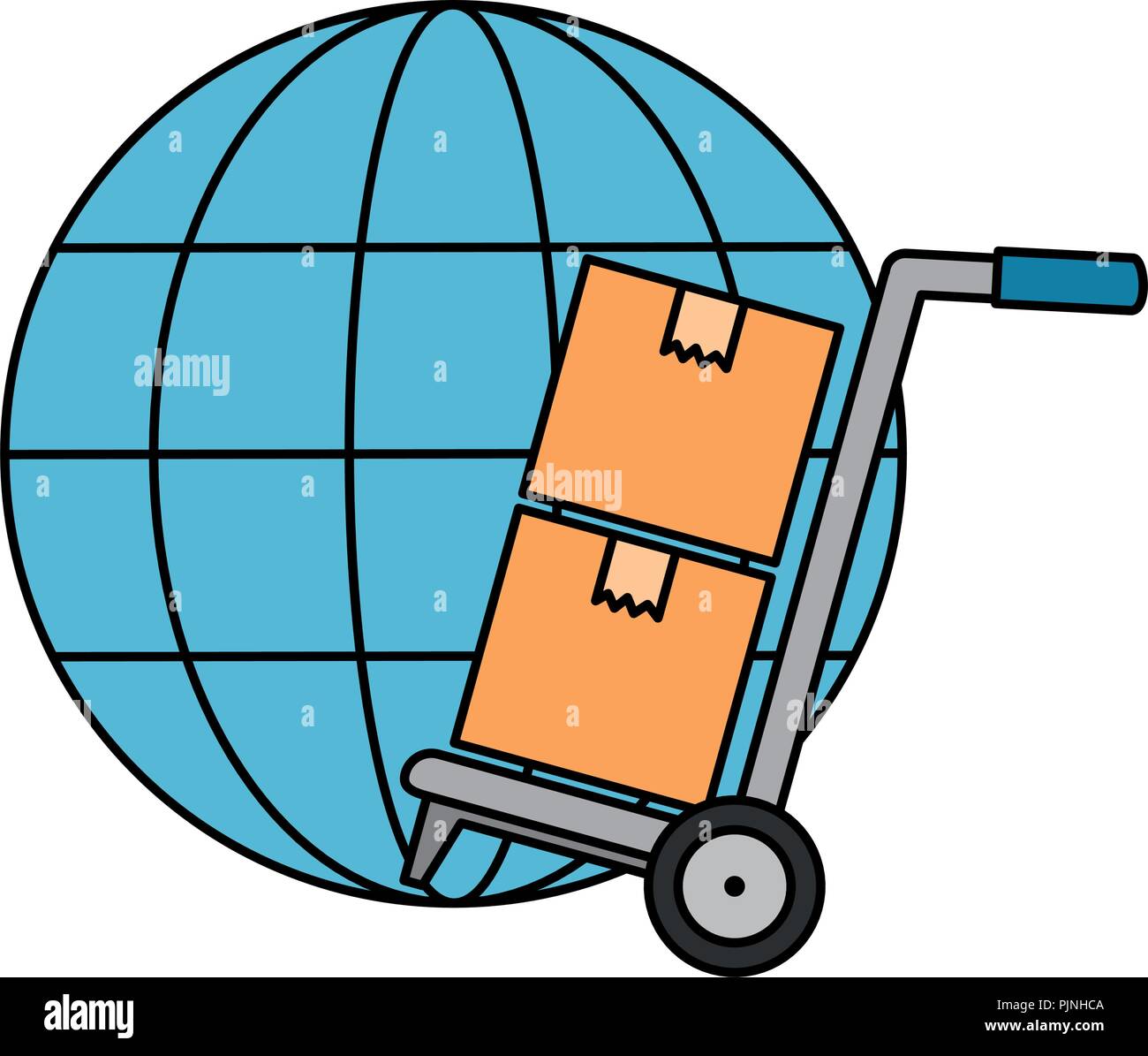 Delivery boxes with globe Stock Vector Images - Alamy