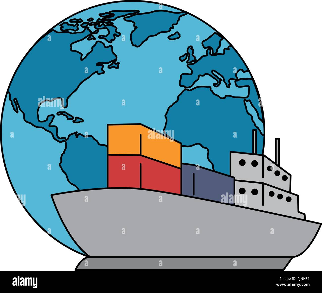 world planet earth with cargo ship Stock Vector Image & Art - Alamy