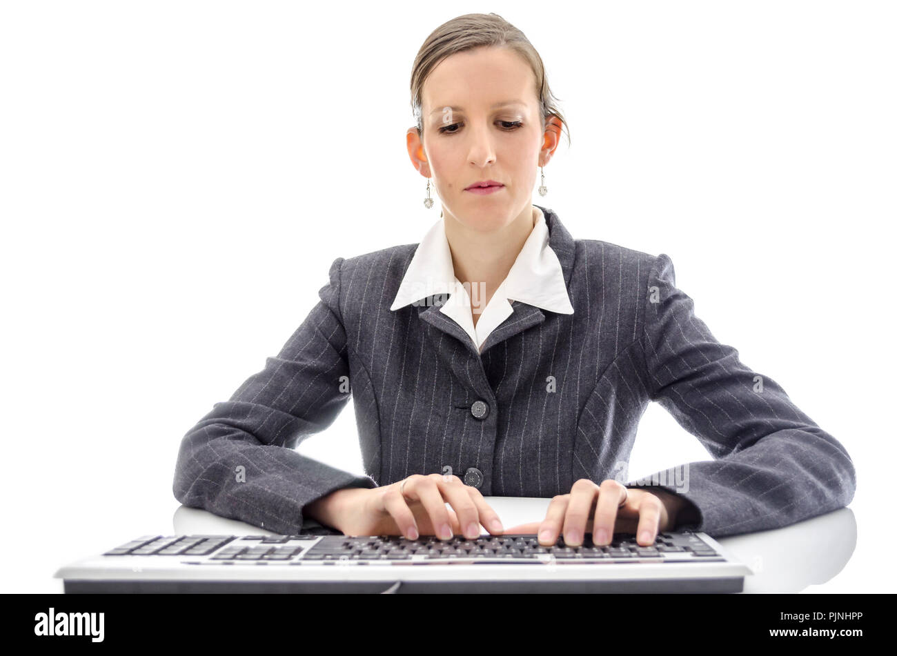 Woman typing desk hi-res stock photography and images - Alamy