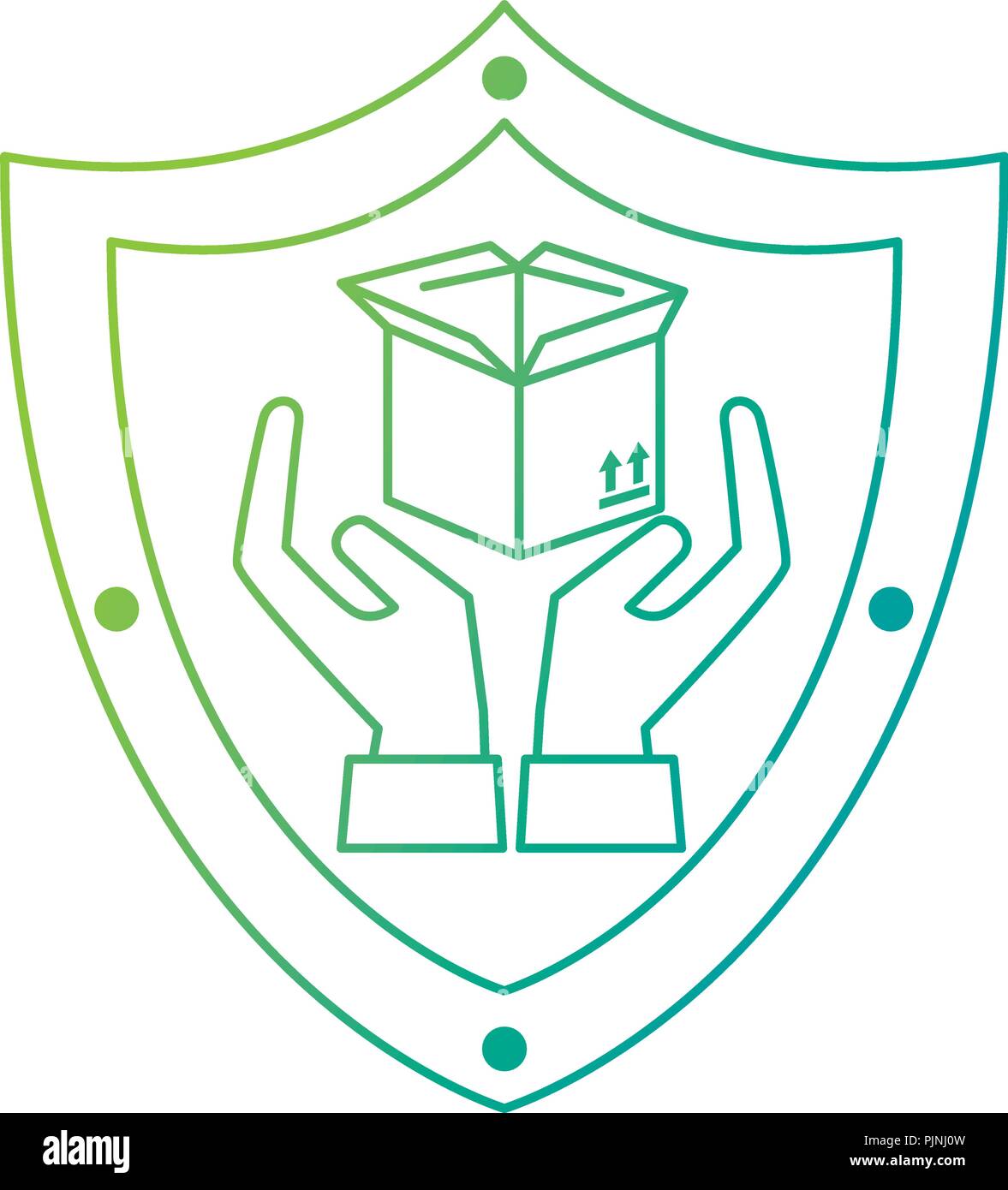 shield with box carton and hands protection Stock Vector Image & Art ...