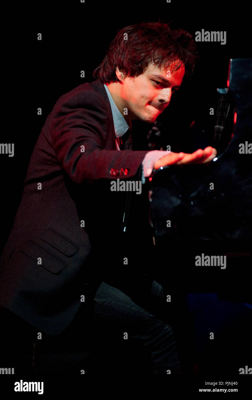 British singer Jamie Cullum in concert at the Jazz Middelheim festival ...