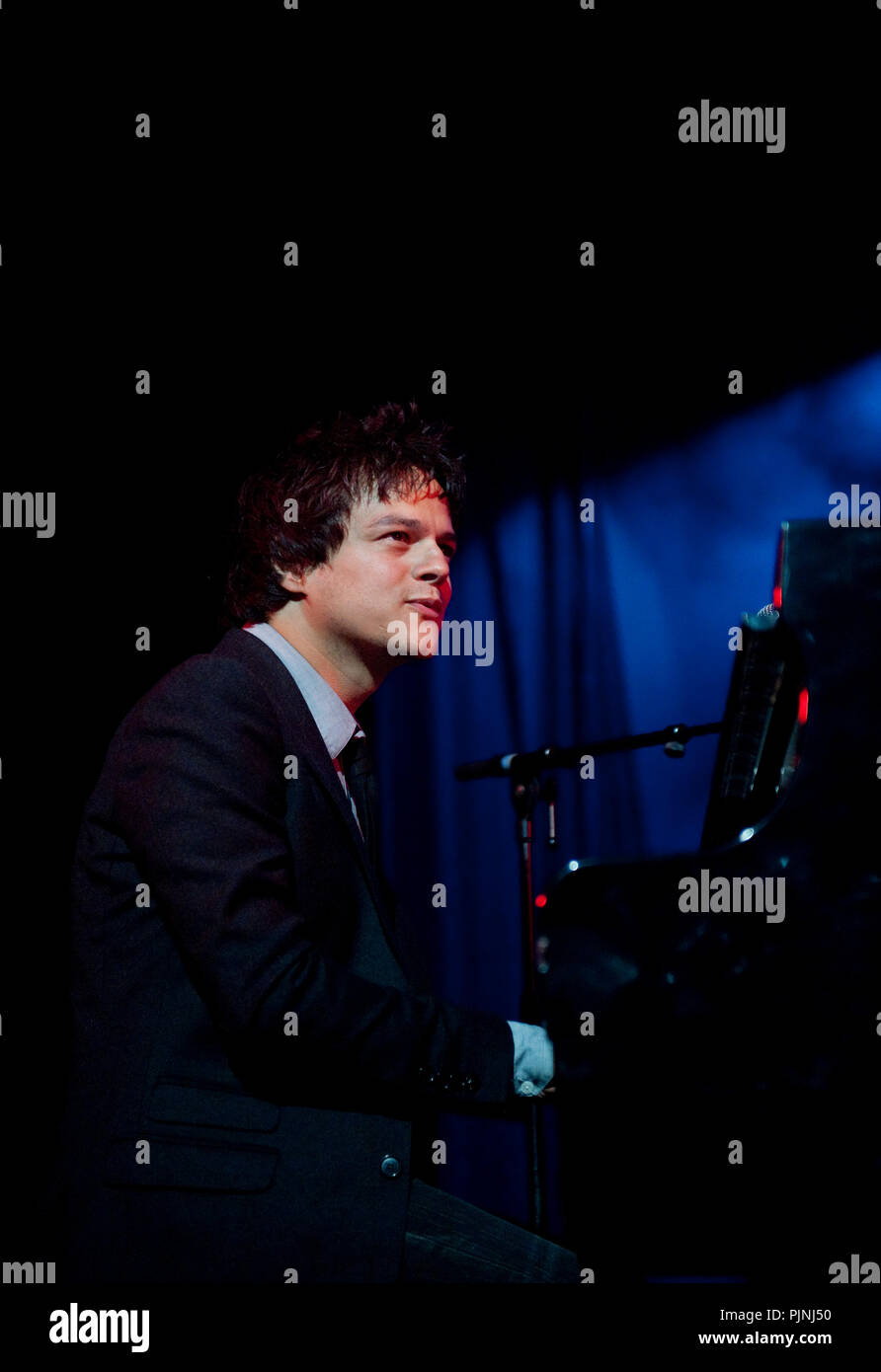 British singer Jamie Cullum in concert at the Jazz Middelheim festival ...