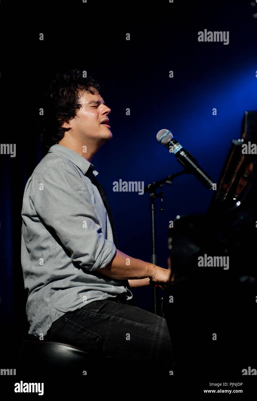 British singer Jamie Cullum in concert at the Jazz Middelheim festival ...