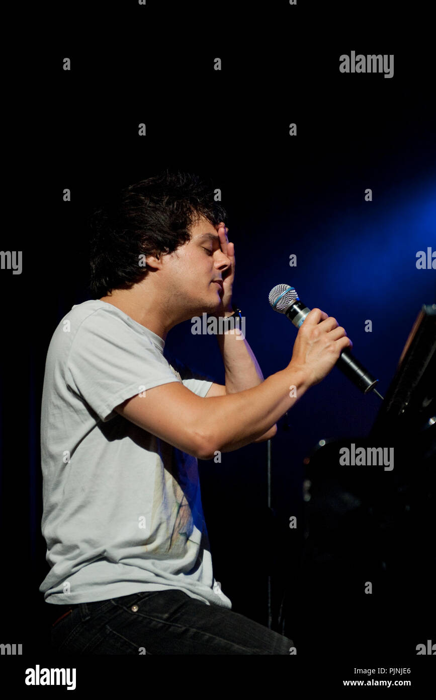 British singer Jamie Cullum in concert at the Jazz Middelheim festival ...