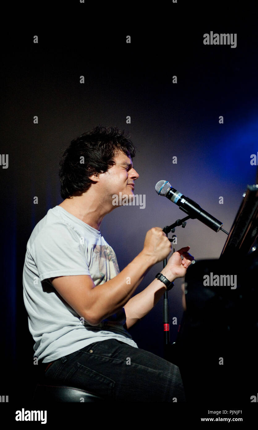 British singer Jamie Cullum in concert at the Jazz Middelheim festival ...