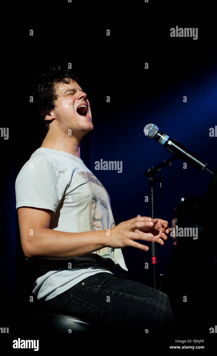 British singer Jamie Cullum in concert at the Jazz Middelheim festival ...