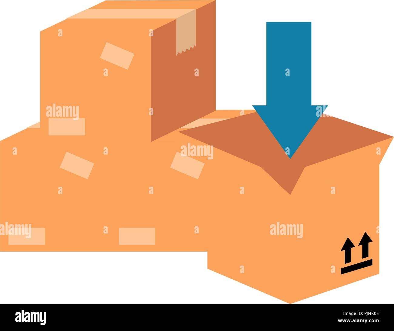 pile packing boxes carton with arrow Stock Vector Image & Art - Alamy