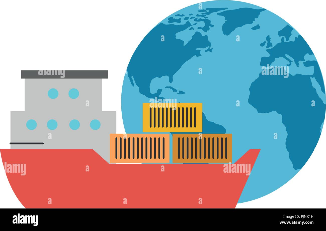 world planet earth with cargo ship Stock Vector Image & Art - Alamy