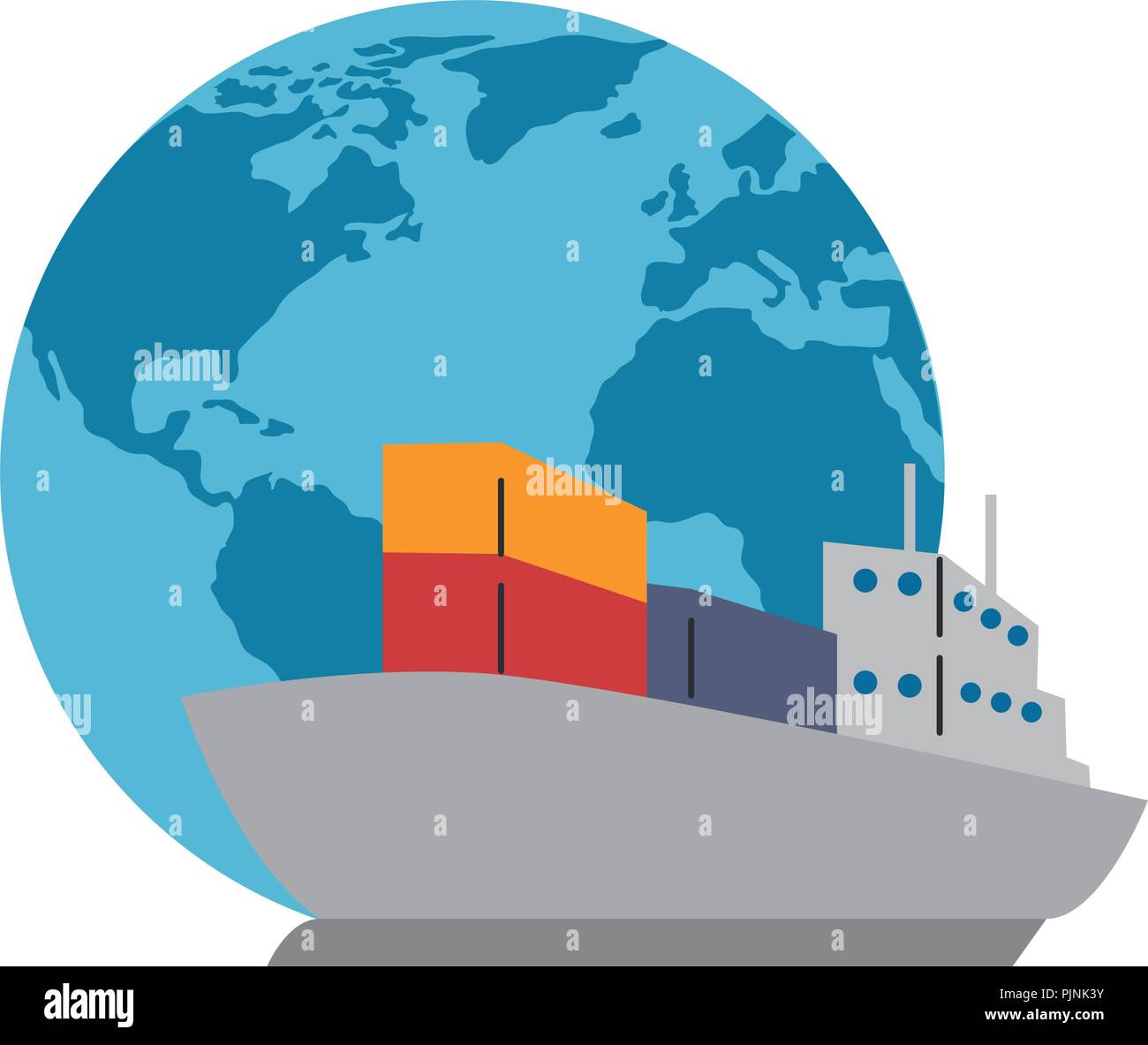 cargo ship with world planet Stock Vector Image & Art - Alamy