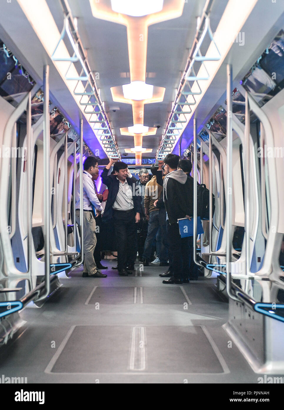 Changchun, China's Jilin Province. 7th Sep, 2018. People try out a new ...