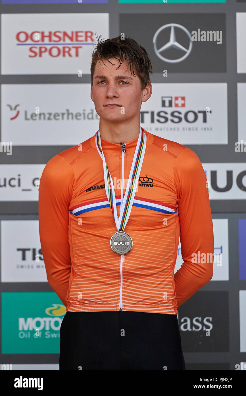 Lenzerheide, Switzerland. 8th September 2018. Bronce medalist Mathieu ...