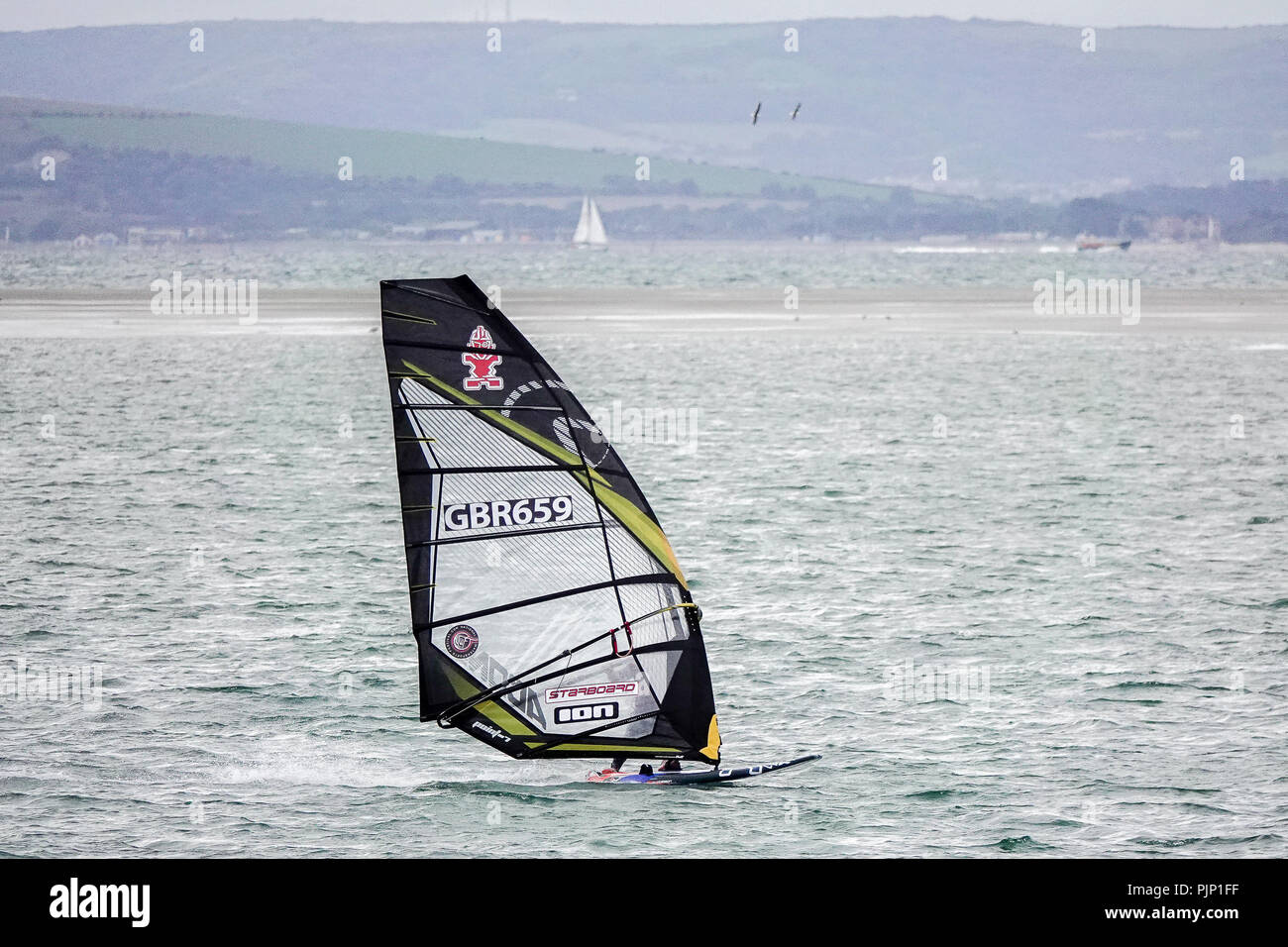 Beachlands, Hayling Island. 08th September 2018. Breezy conditions ...