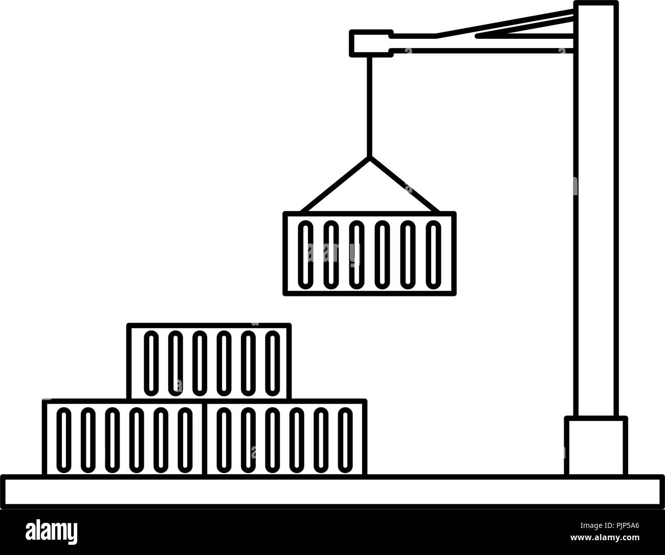 crane with containers logistic icons Stock Vector Image & Art - Alamy