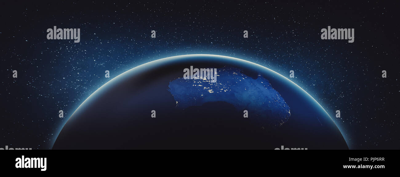 Planet Earth - Australia. 3D Rendering. Stars my own photo. Elements of ...