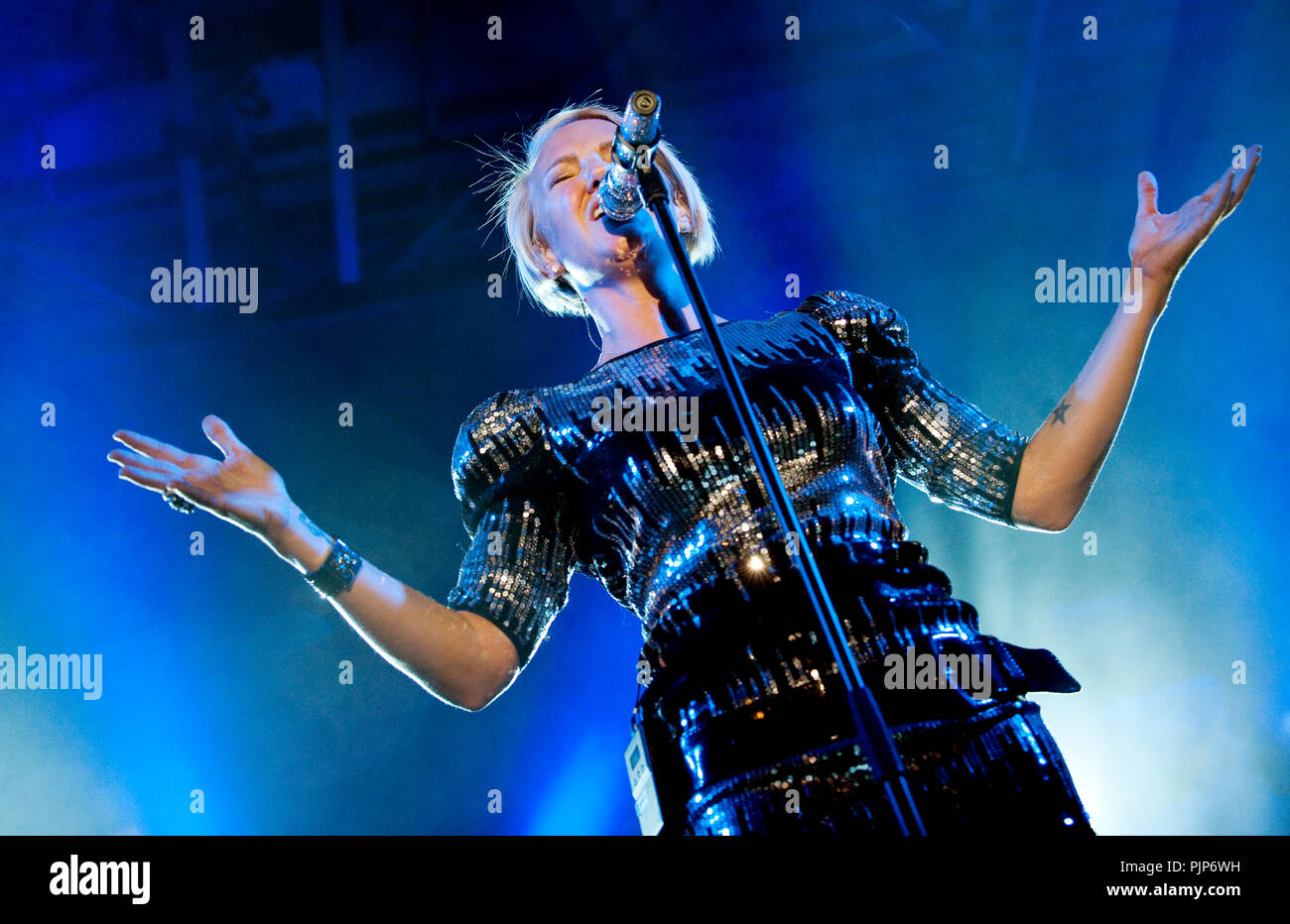 Belgian singer Kate Ryan at the Beleuvenissen festival in Leuven ...