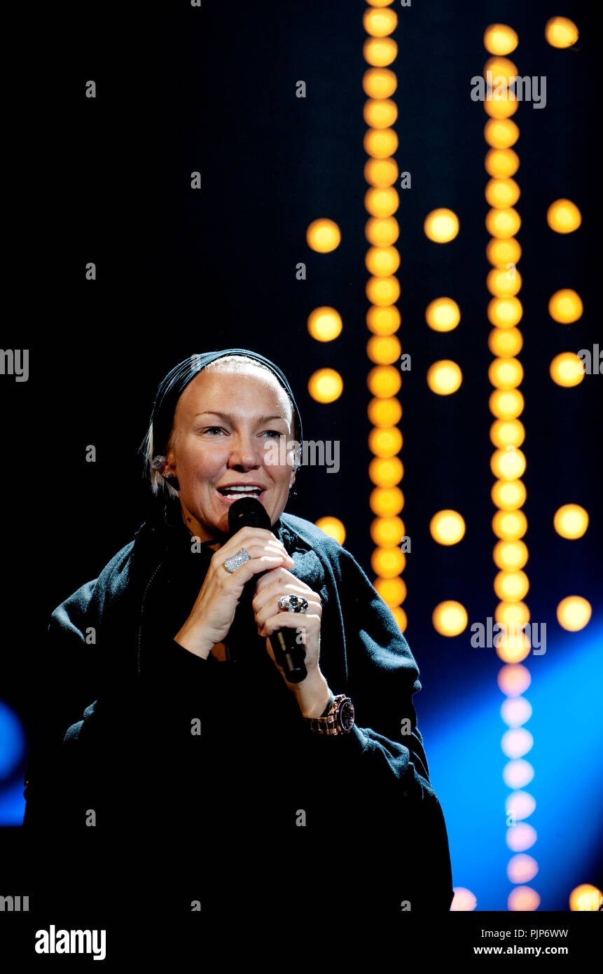 Belgian dance singer Kate Ryan at the Belgian television show Peter ...
