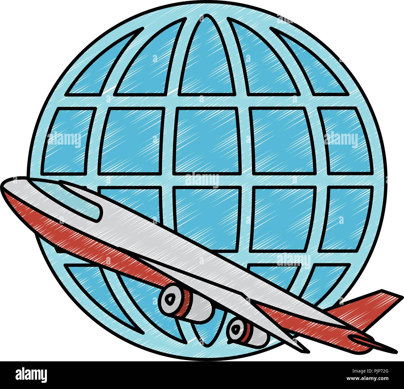 airplane flying with sphere planet Stock Vector Image & Art - Alamy
