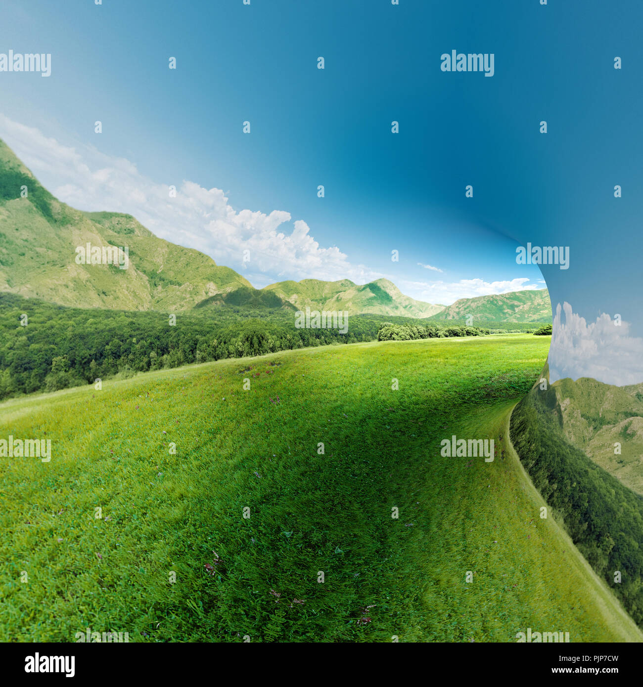 Abstract Summer Landscape Background Mixed Media 3d Rendering Stock