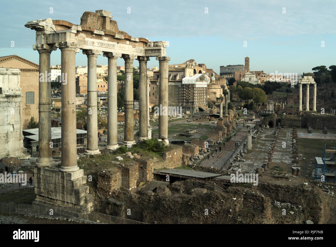 Romes ancient forum. The remains of a large temple from classical times ...