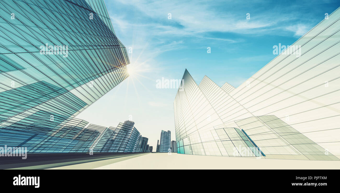 City scene downtown abstract architecture. 3d rendering Stock Photo - Alamy