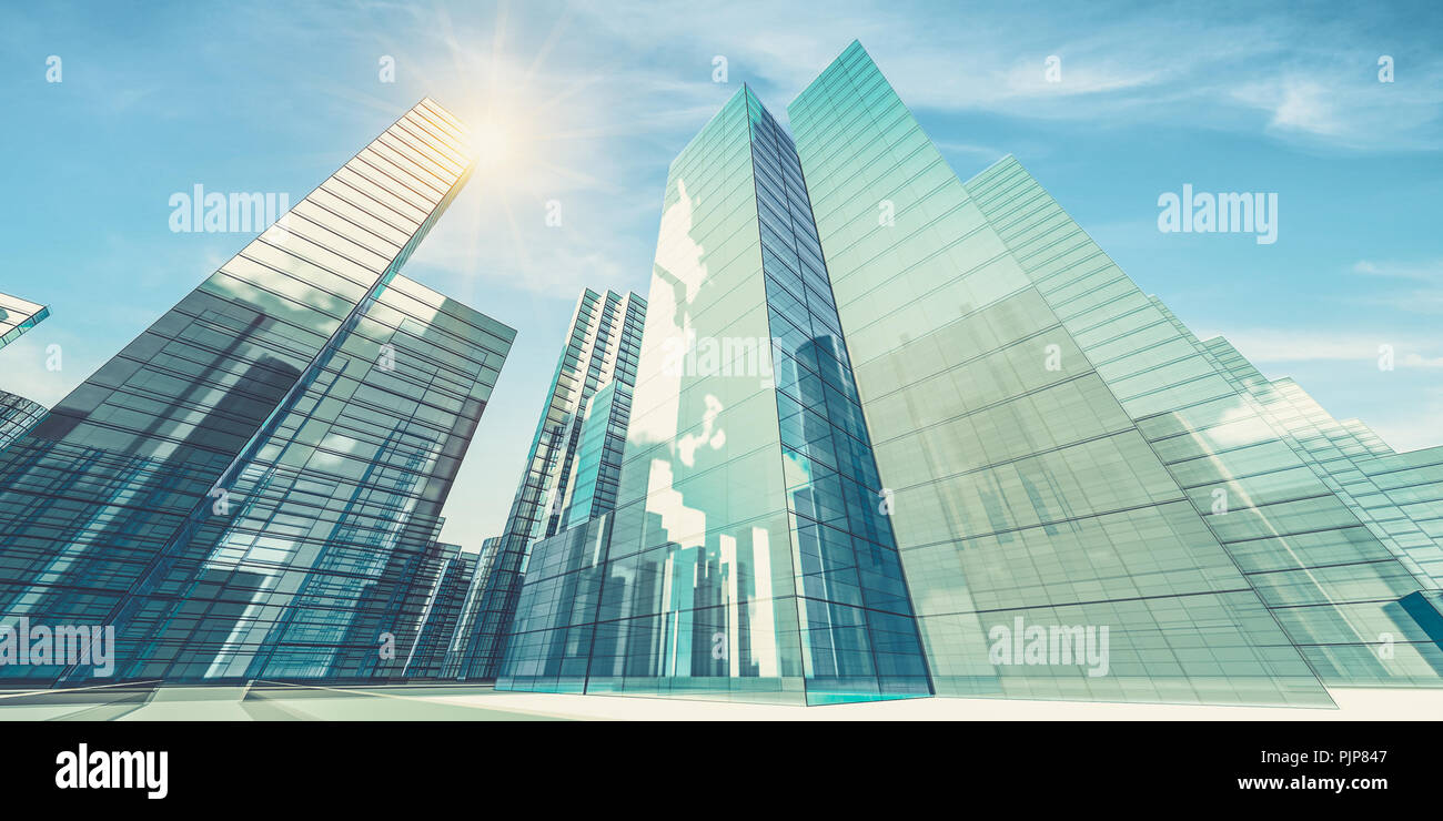 City in clouds - concept architecture project. 3d rendering Stock Photo ...