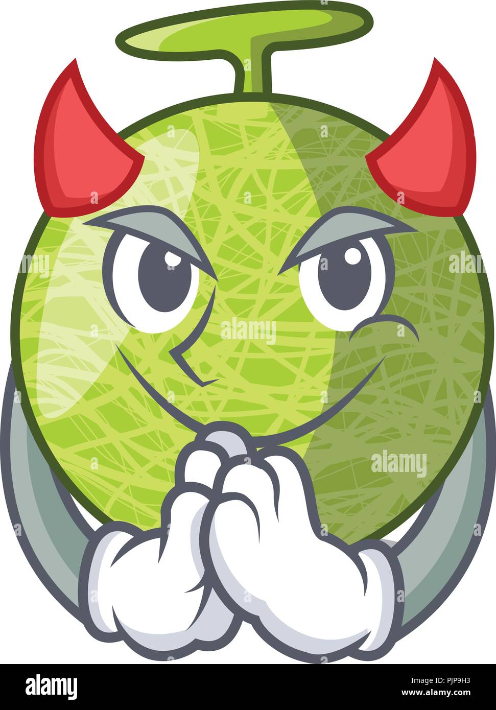 Devil fruit melon cartoon character with mascot vector illustration ...