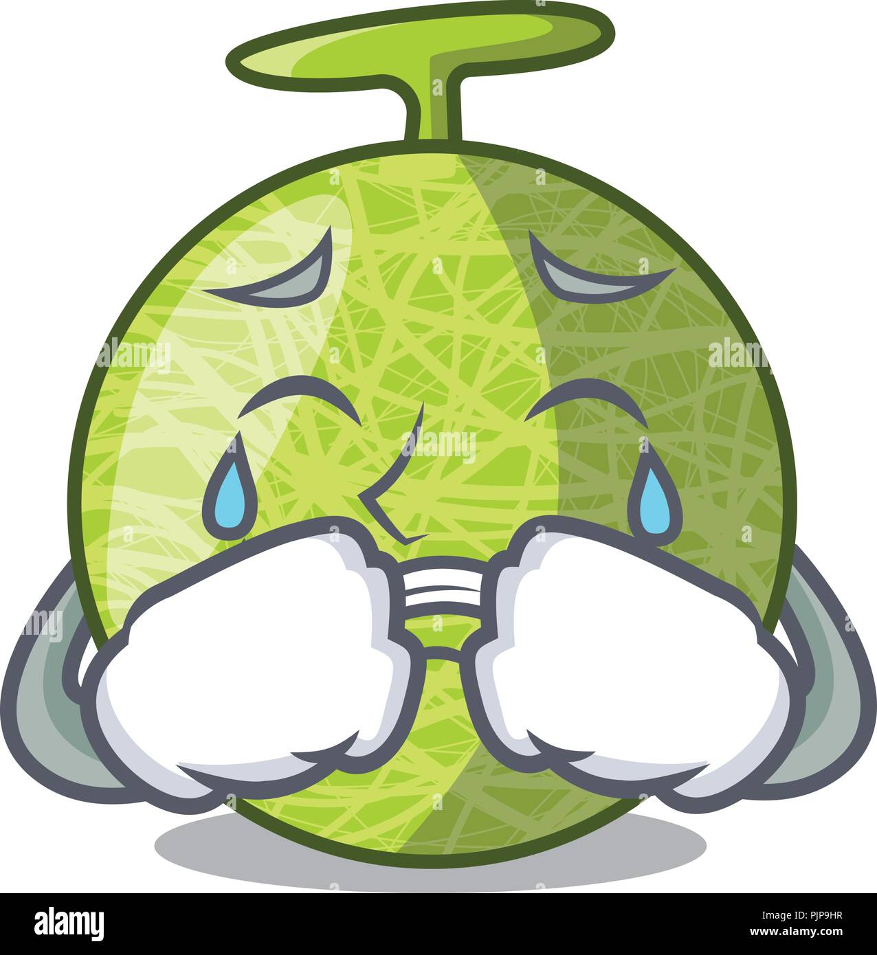 Crying fruit melon cartoon character with mascot vector illustration ...