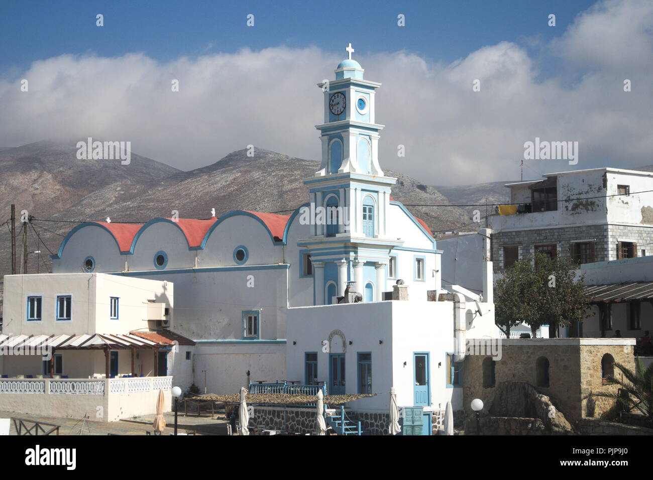 Greece, the charming secluded island of Kasos. The capital, Fry, seen ...
